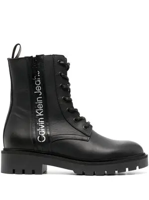 Calvin Klein Logo-print Leather Boots