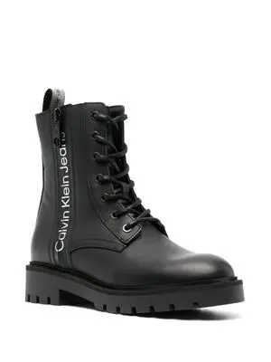 Calvin Klein Logo-print Leather Boots