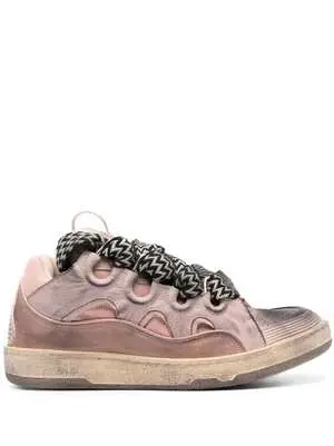 LANVIN Curb Chunky Leather Sneakers - Pink