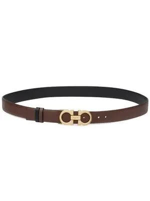 FERRAGAMO Gancini Buckle Reversible Leather Belt - Brown
