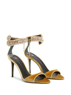 GIUSEPPE ZANOTTI Intriigo Bijoux Velvet Sandals - Gold