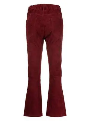 PAULA Flared Suede Trousers - Red