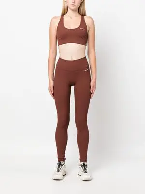 SPORTY & RICH Logo-print Sports Bra - Brown