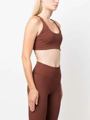 SPORTY & RICH Logo-print Sports Bra - Brown