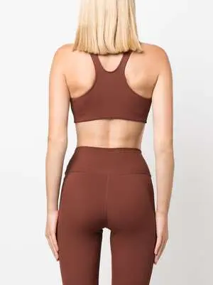 SPORTY & RICH Logo-print Sports Bra - Brown