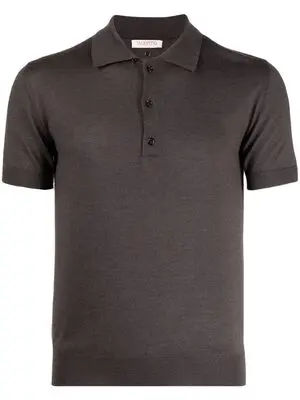 Valentino Garavani Knitted Short-sleeve Polo Shirt - Brown