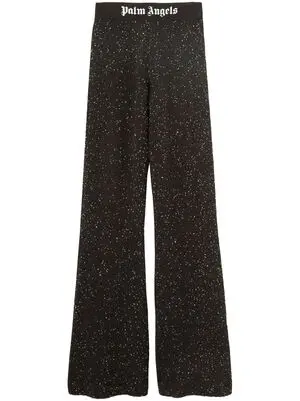 Palm Angels Logo-print Flared Trousers - Black