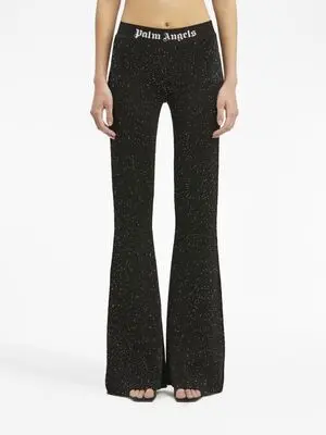Palm Angels Logo-print Flared Trousers - Black