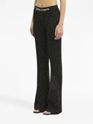 Palm Angels Logo-print Flared Trousers - Black