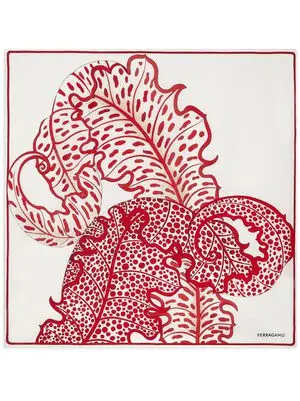 FERRAGAMO Foliage-print Silk Foulard Scarf - Neutrals
