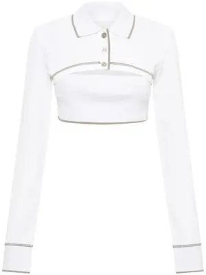 DION LEE Polo-collar Crop Top - White