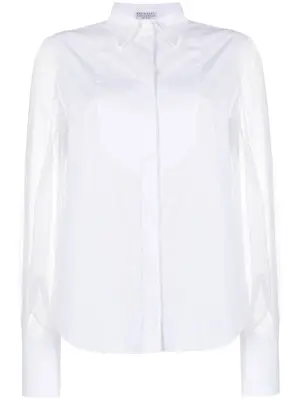Brunello Cucinelli Monili-embellished Long-sleeve Shirt - White