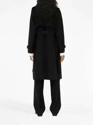 Burberry Check-panel Gabardine Trench Coat - Black