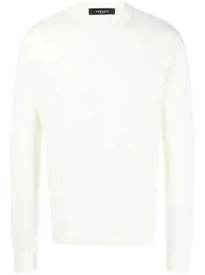 Versace La Greca Cotton-silk Jumper - Neutrals