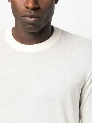 Versace La Greca Cotton-silk Jumper - Neutrals