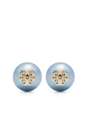 Tory Burch Double T Stud Earrings Blue