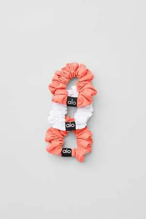 Alo Yoga ALO Fresh Mini Scrunchie 3-Pack Candy Orange/white