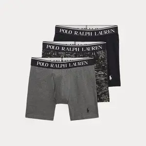 Ralph Lauren Cotton Wicking Boxer Brief 3-pack Charcoal Scenic Black