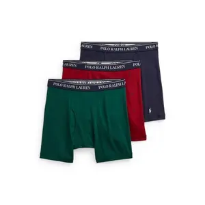 Ralph Lauren Cotton Wicking Boxer Brief 3-pack Hunter Green/red/ Navy