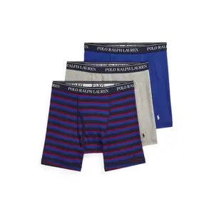Ralph Lauren Cotton Wicking Boxer Brief 3-pack Regencystripe/grey