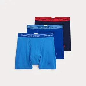 Ralph Lauren Cotton Wicking Boxer Brief 3-pack - Rugby/aerial Blue/navy