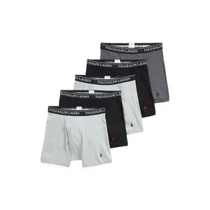 Ralph Lauren Cotton Wicking Boxer Brief 5-pack Black/ Grey