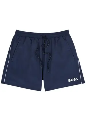 BOSS Starfish Logo Shell Swim Shorts - Navy