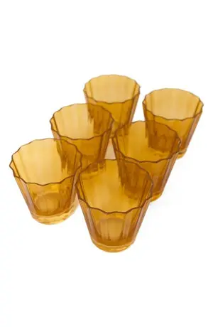ESTELLE COLORED GLASS Sunday Set Of 6 Lowball Glasses - Butterscotch