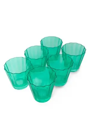 ESTELLE COLORED GLASS Sunday Set Of 6 Lowball Glasses - Kelly Green