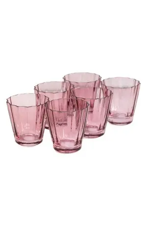 ESTELLE COLORED GLASS Sunday Set Of 6 Lowball Glasses - Rose