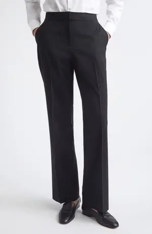 Lafayette 148 New York Irving Straight Leg Stretch Wool Trousers - Black
