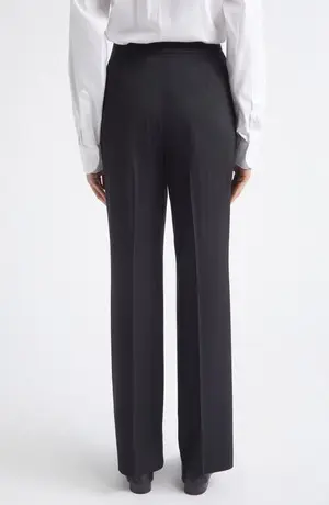 Lafayette 148 New York Irving Straight Leg Stretch Wool Trousers - Black