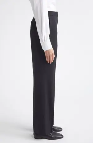Lafayette 148 New York Irving Straight Leg Stretch Wool Trousers - Black