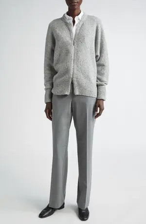 Lafayette 148 New York Irving Straight Leg Stretch Wool Trousers - Nickel