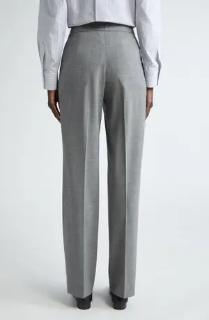 Lafayette 148 New York Irving Straight Leg Stretch Wool Trousers - Nickel