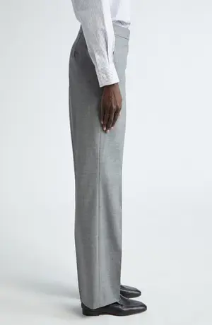 Lafayette 148 New York Irving Straight Leg Stretch Wool Trousers - Nickel