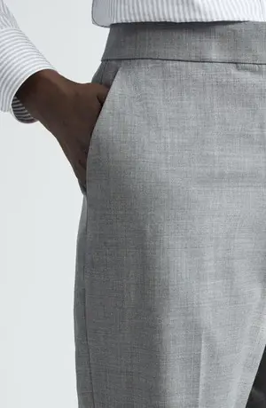 Lafayette 148 New York Irving Straight Leg Stretch Wool Trousers - Nickel