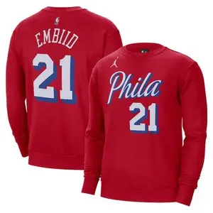JORDAN BRAND Joel Embiid Philadelphia 76ers Statement Name & Number Pullover Sweatshirt - Red