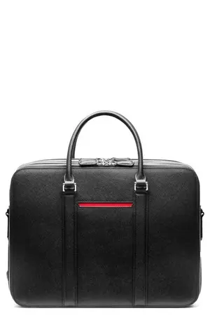 MAVERICK & CO. Manhattan Double Zip Leather Briefcase - Black