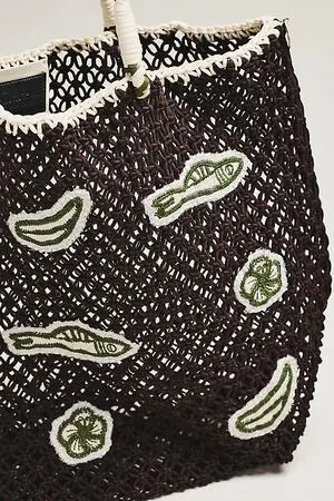 Clare V. Woven Tote With Embroidered Detailing
