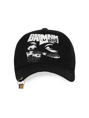Balmain Men's Graphic Logo Baseball Cap - Ivory Black  - Ivory Black