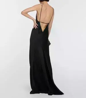 Victoria Beckham Satin Slip Maxi Dress - Black