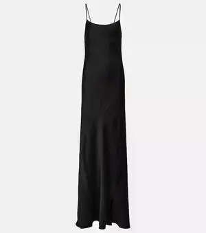 Victoria Beckham Satin Slip Maxi Dress - Black