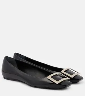 ROGER VIVIER Trompette Patent Leather Ballet Flats - Black