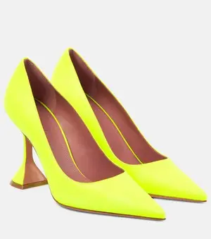 Amina Muaddi Ami Leather Pumps - Yellow