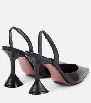 Amina Muaddi Holli Leather Slingback Pumps - Black