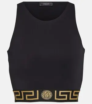 Versace Greca Cutout Sports Bra - Black