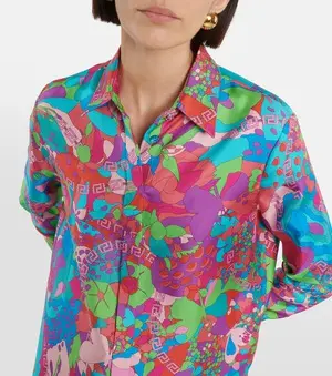 Versace X Dua Lipa Floral Summer Silk Twill Shirt