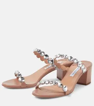 AQUAZZURA Embellished Leather Sandals