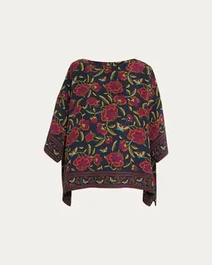 Eskandar Eskandar Floral Print Long Tunic - Garnet
